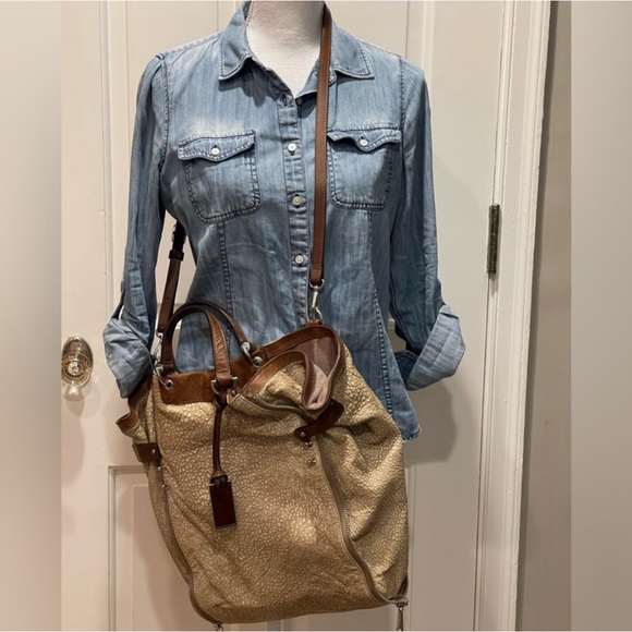 gryson | Bags | Gryson Pebbled Leather Brown Tan Shoulder Crossbody Bag ...